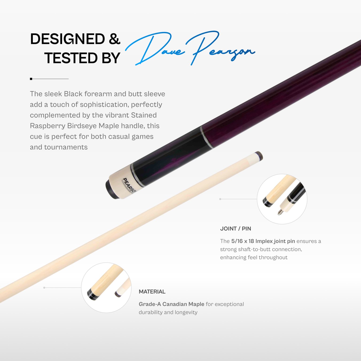 Pearson Players Cue Raspberry - Pearson Cues
