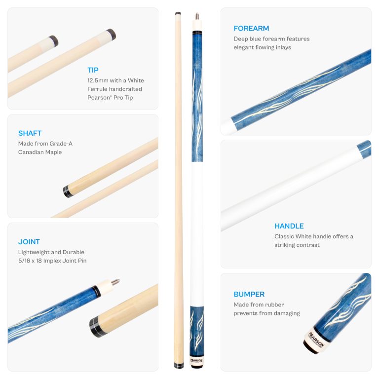 PK 58 Cue Blue with White Handle - Pearson Cues